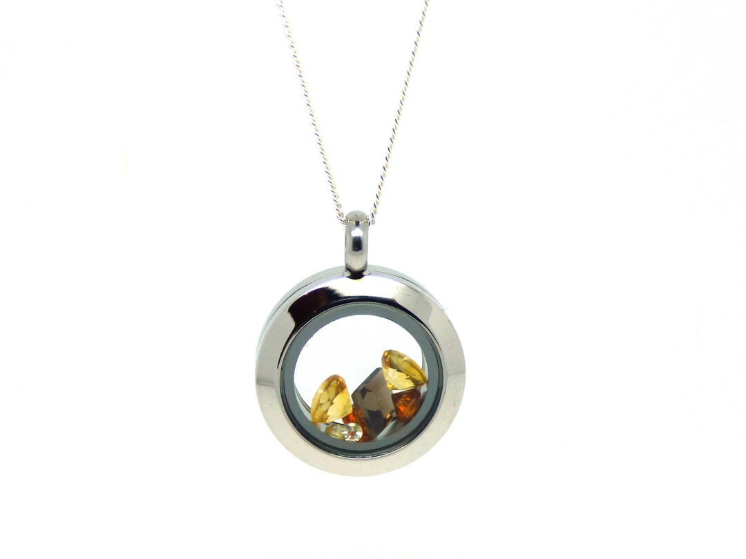 Floating Gemstone Locket ~ Citrine Locket ~ Glass Locket ~ Floating ...