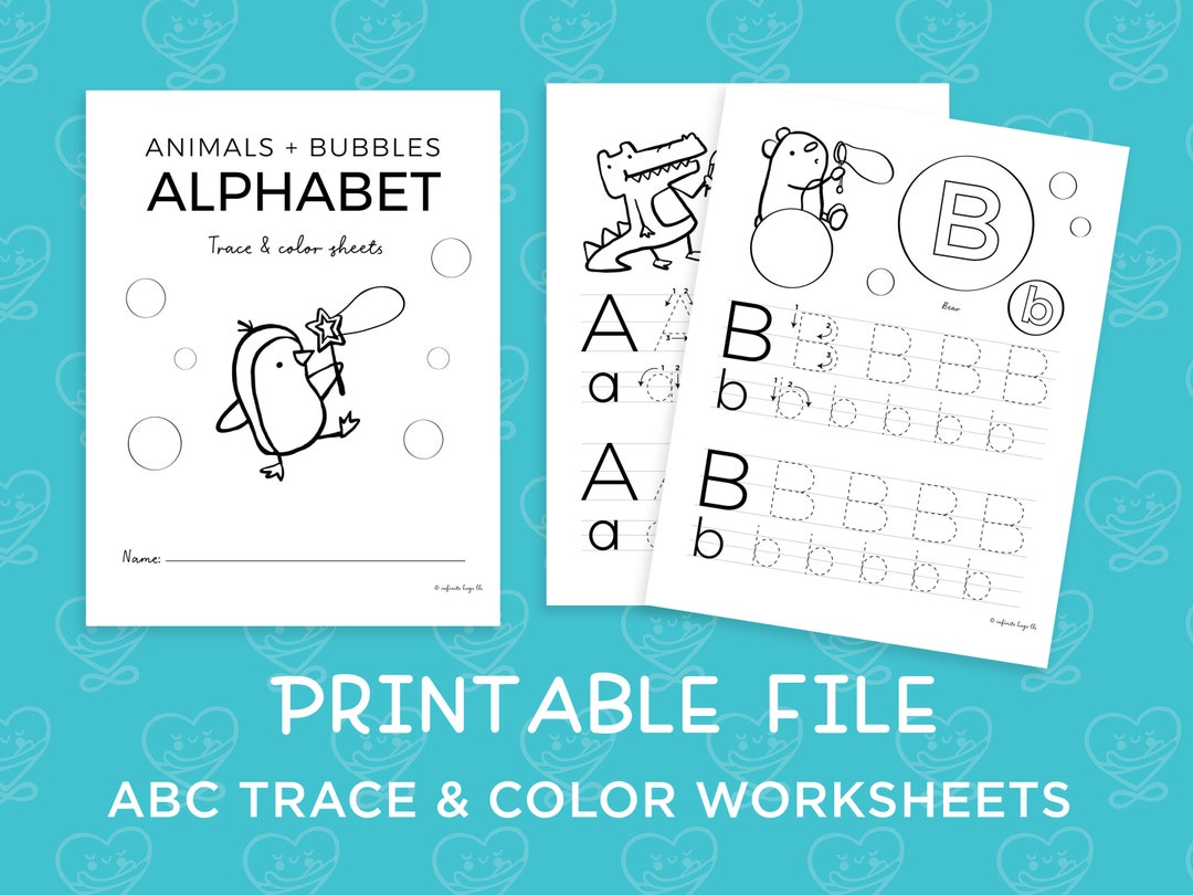 Traceable Alphabet Worksheets/ Alphabet Tracing Letters Printable Pages ...