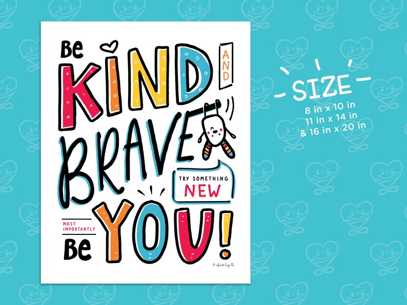 Kids Printable Wall Art, Be Kind, Be Brave, Be You Poster ...