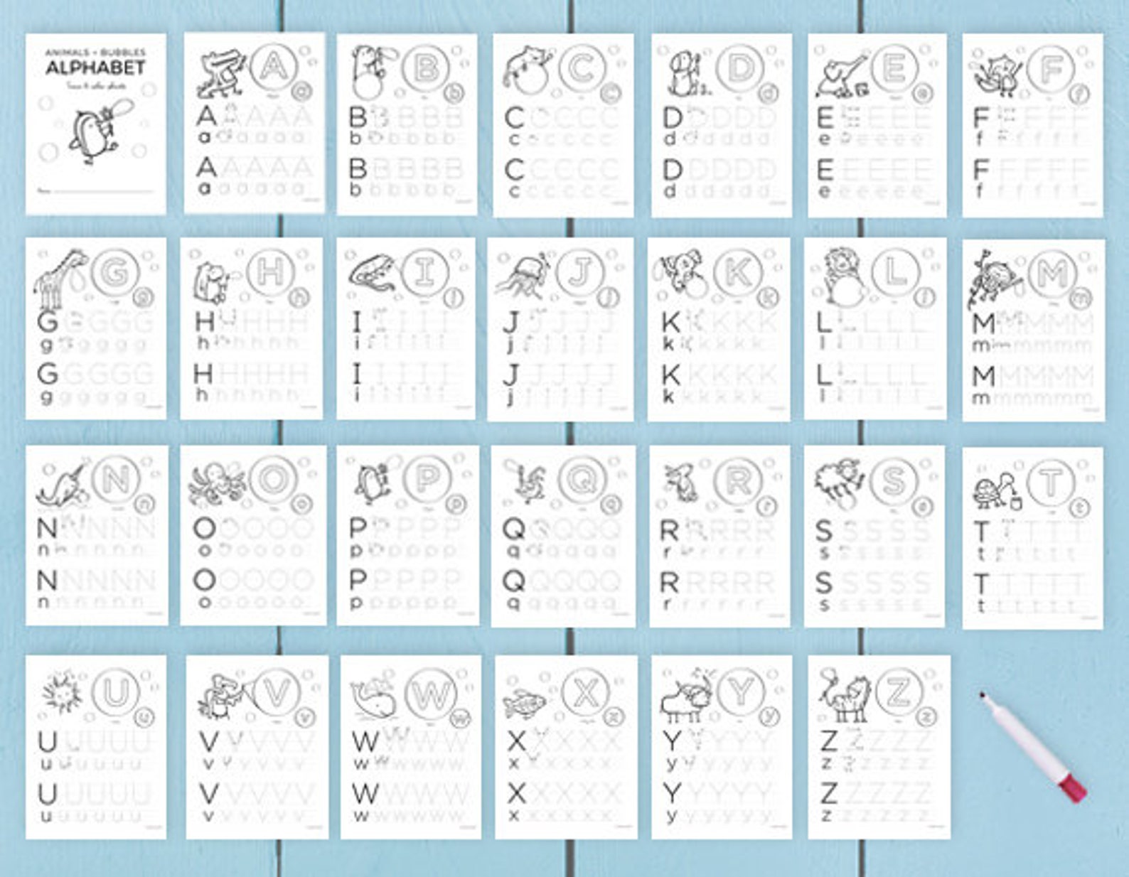 Traceable Alphabet Worksheets/ Alphabet Tracing Letters - Etsy