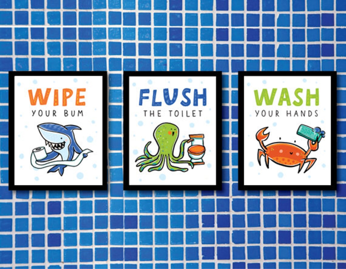 Set of 3 Printables Potty Reminders / Sea Theme / Wipe Your - Etsy