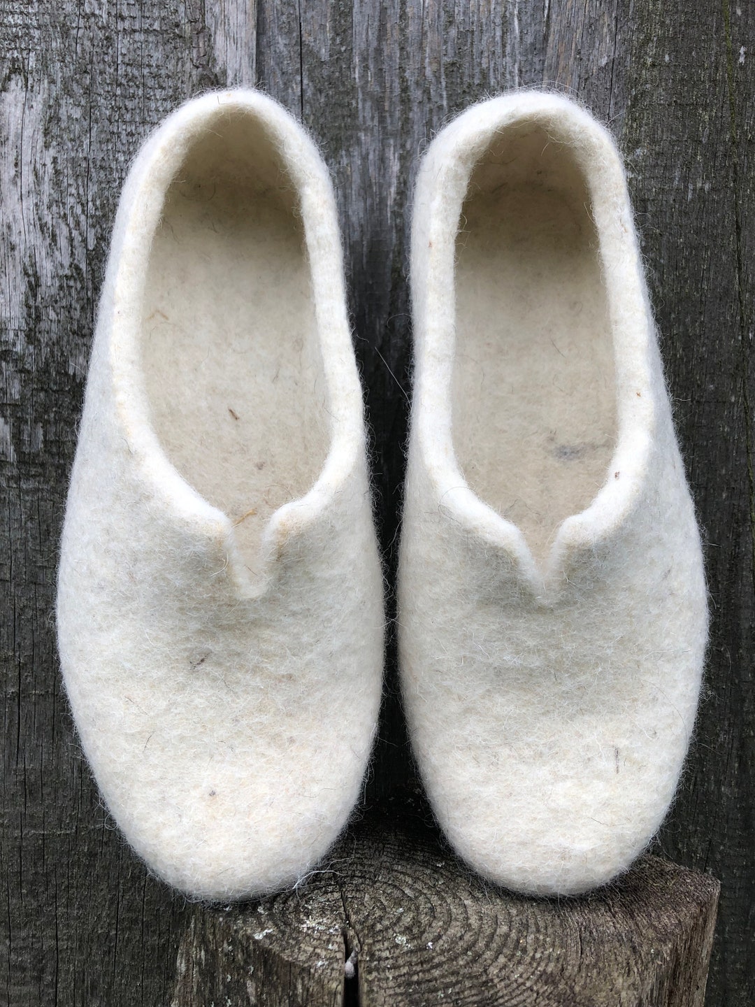 Handmade Wool Felted Slippers: Organic White Wool Clogs - Etsy