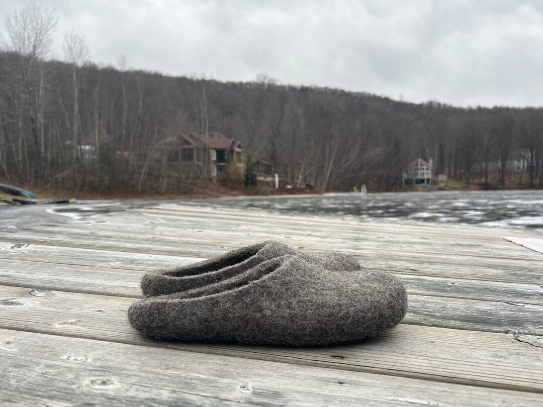 Handmade Felted Wool Slippers: Low Back Clogs, Warm Mules - Etsy
