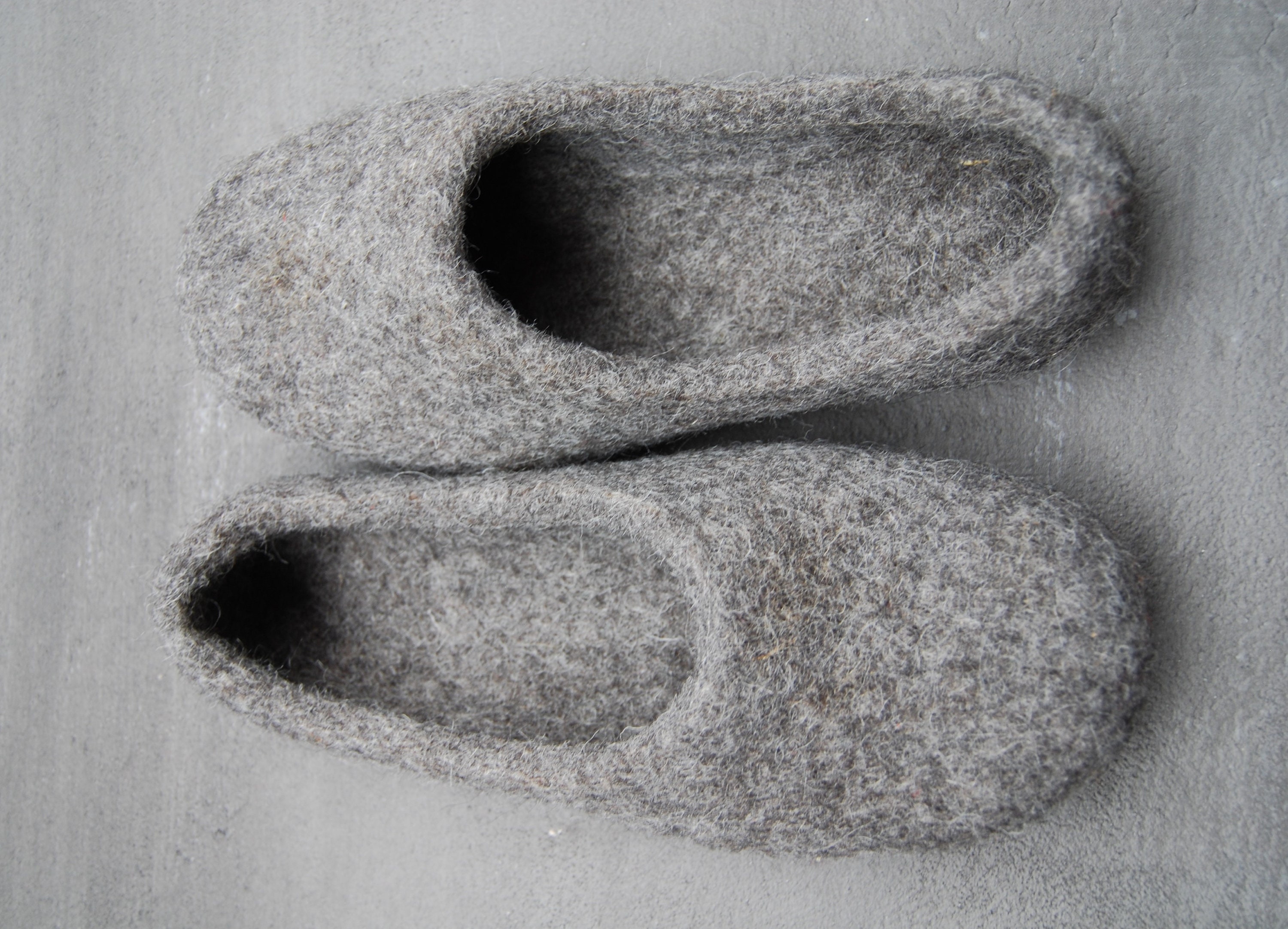 Handmade Gray Eco Wool Man Slippers Felted Natural Wool - Etsy