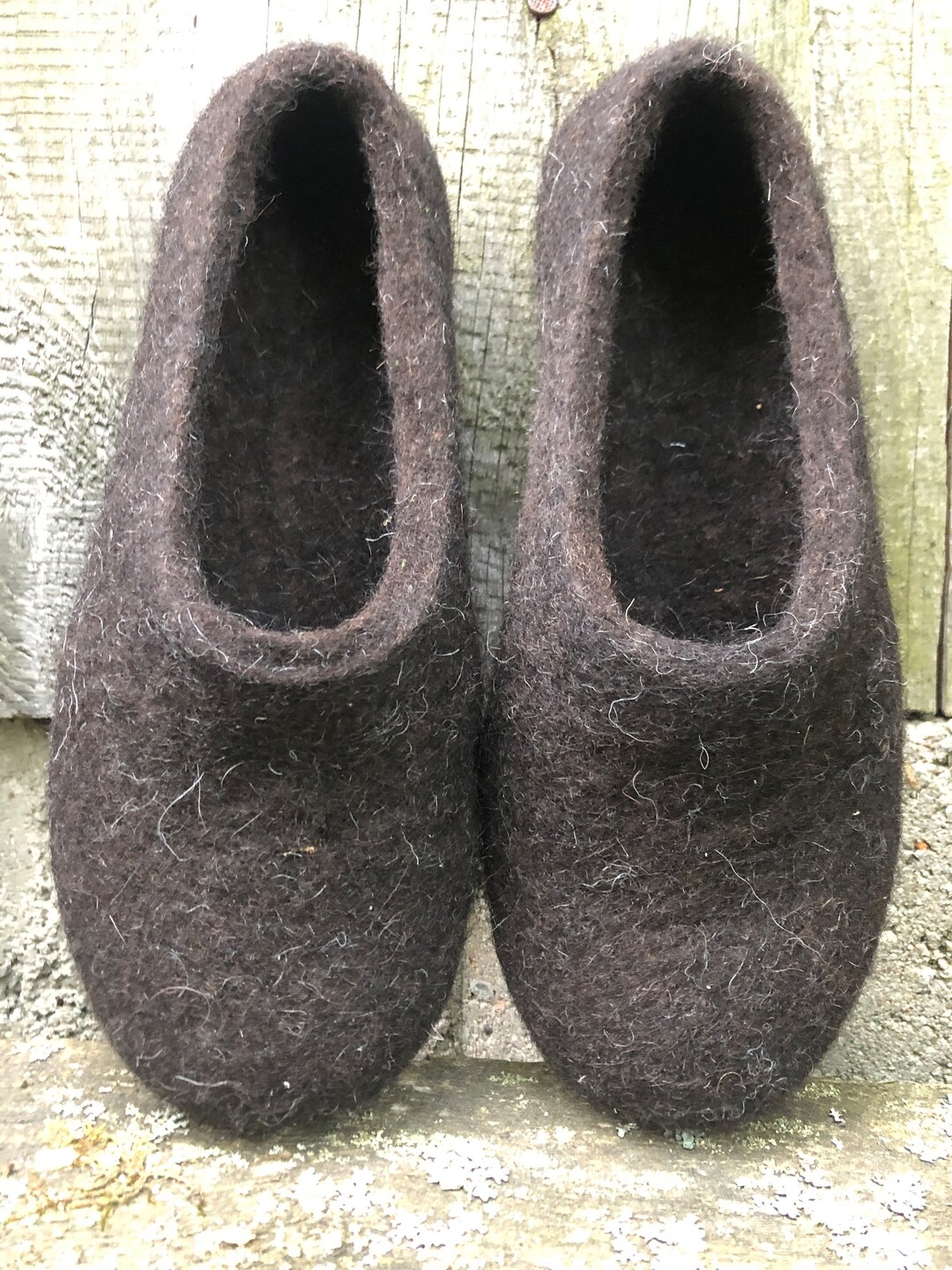 Handmade Wool Felt Clogs: Black Sheep Wool Slippers, Warm Hygge Shoes ...