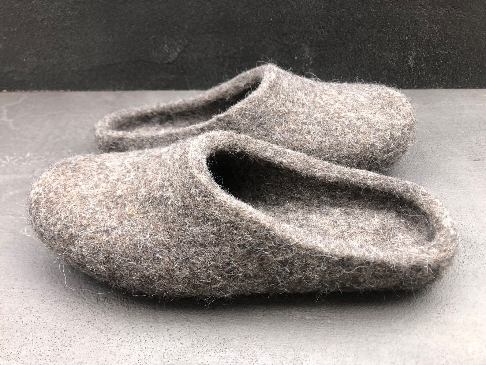 Handmade Felted Wool Slippers: Low Back Clogs, Warm Mules - Etsy