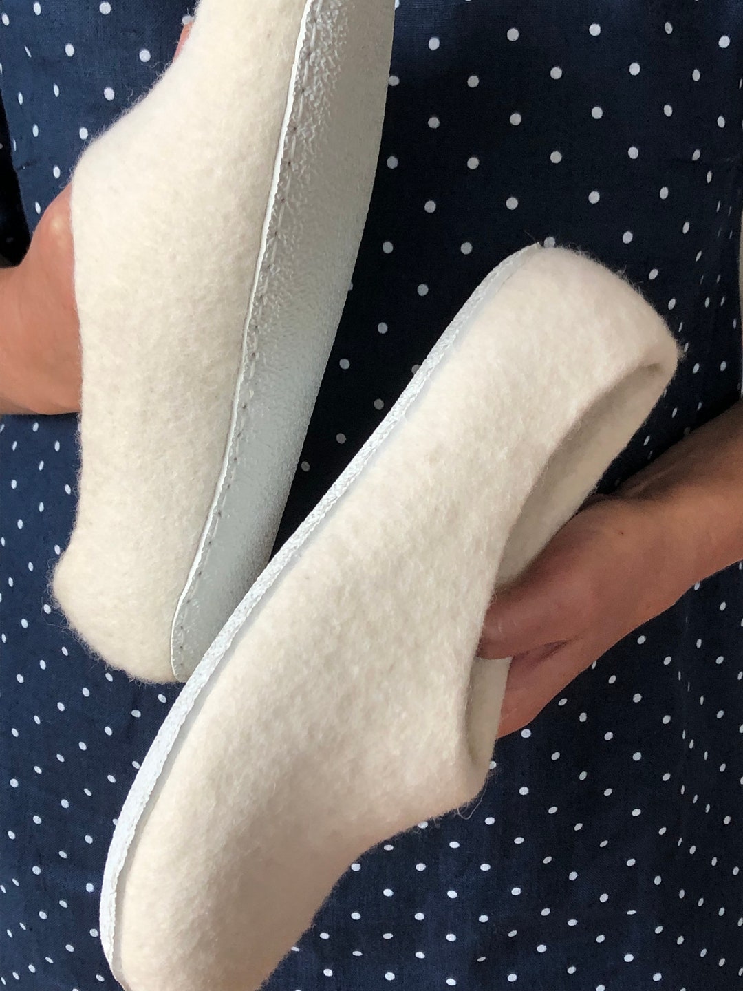 White Wool Felted Snow White Slippers Woman, Handmade Woolen Clogs With ...