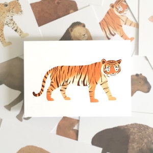 Tiger Postcard - Animal Illustration, Kid's Gift, Jungle Animal Print ...