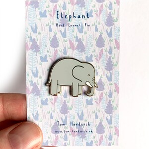 Elephant Enamel Pin - Shiny Silver Animal, Hard Enamel Pin, Jungle ...