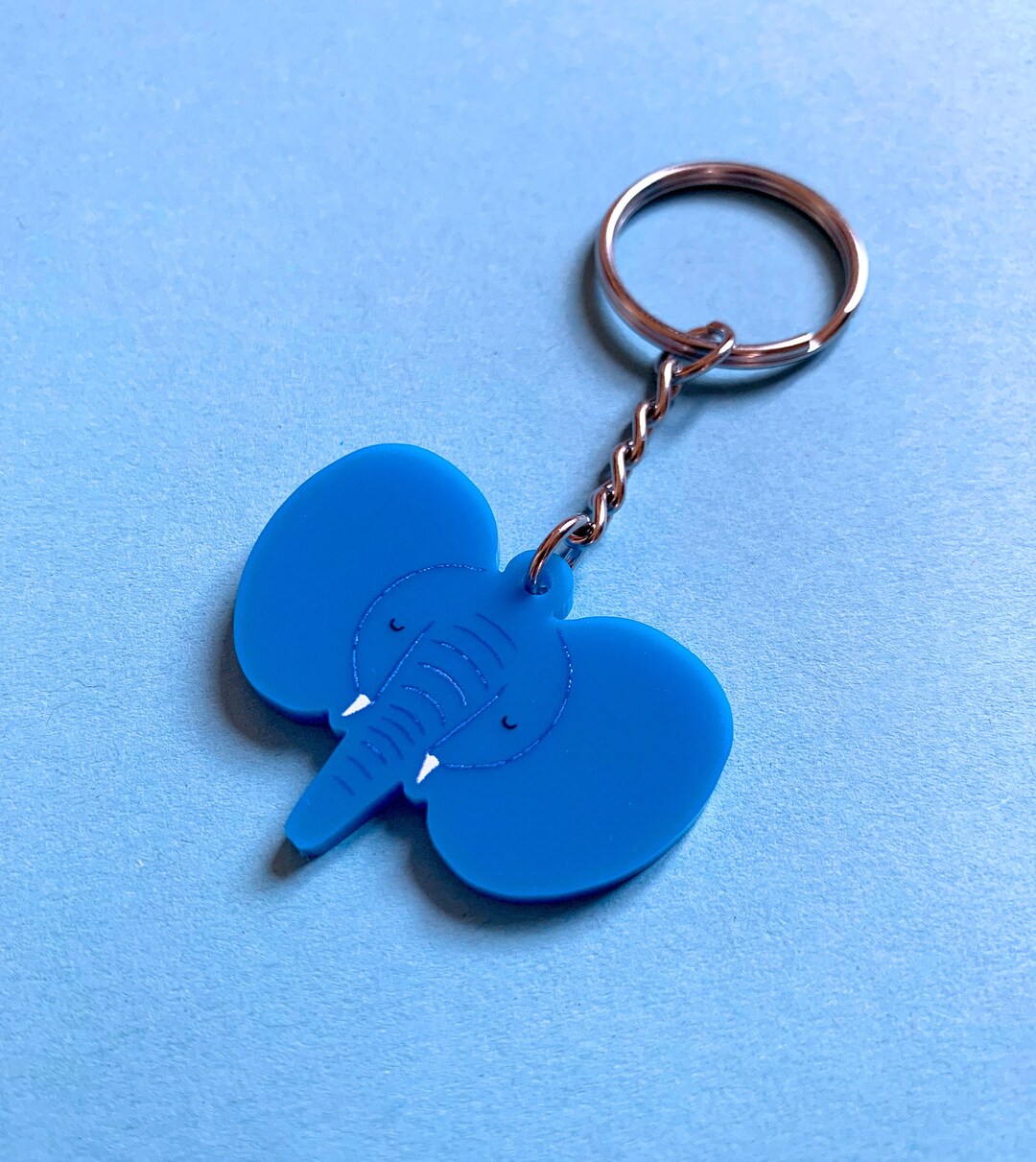 Baby Elephant Keyring - Blue Animal Keychain, Cute Jungle Animal, Gift ...