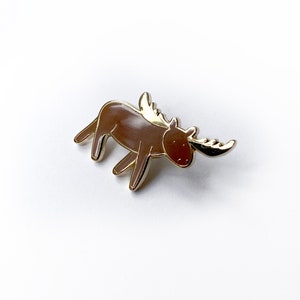 Moose Enamel Pin - Woodland Animal Brooch, Hard Enamel Pin, Lapel Pin ...