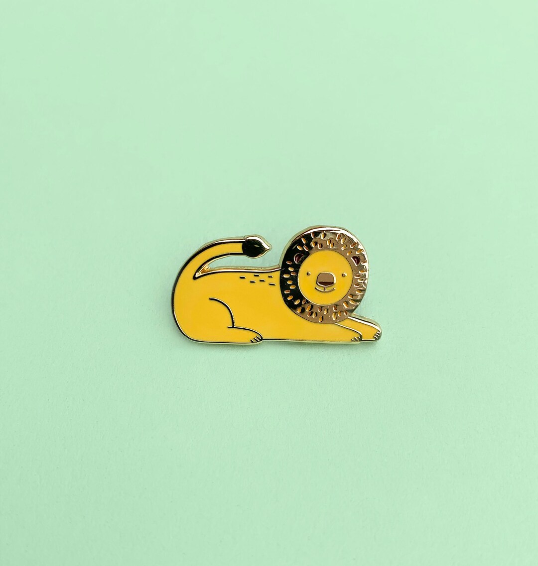 Lion Hard Enamel Pin - Safari Animal Pin Badge, Yellow Cute Nature ...