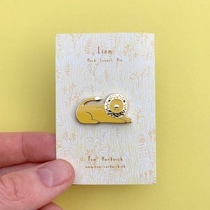 Lion Hard Enamel Pin - Safari Animal Pin Badge, Yellow Cute Nature ...