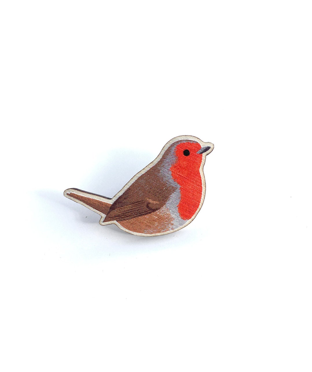 Robin Wooden Pin - Responsibly Sourced Birch Plywood - Animal Pin Badge ...