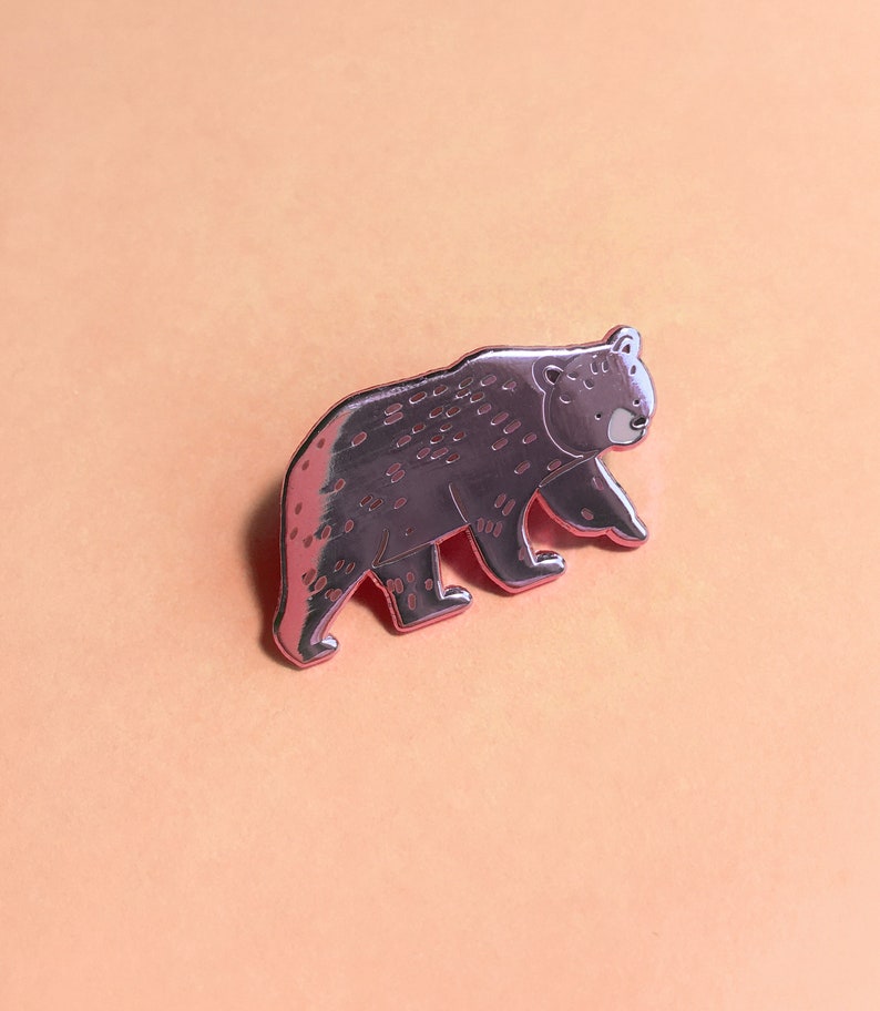 Bear Enamel Pin Woodland Animal Pin Badge Hard Enamel Pin - Etsy