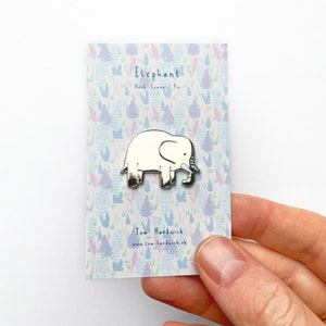 Elephant Enamel Pin Shiny Silver Animal, Hard Enamel Pin, Jungle Animal ...