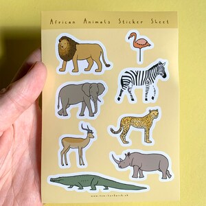 African Animals Sticker Sheet - Vinyl Kiss-cut Stickers, Wildlife ...
