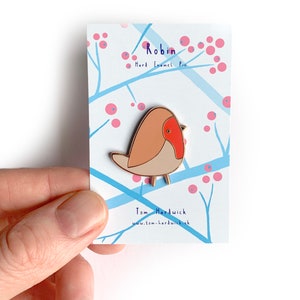 Robin Enamel Pin - Hard Enamel Pin, Bird Pin Badge, Cute Animal Brooch ...