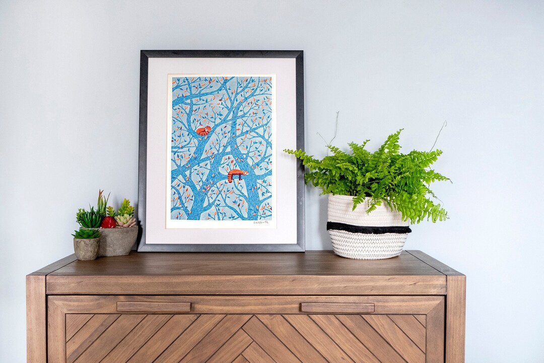 Red Pandas Risograph Print - Blue and Orange Version! - Illustration ...