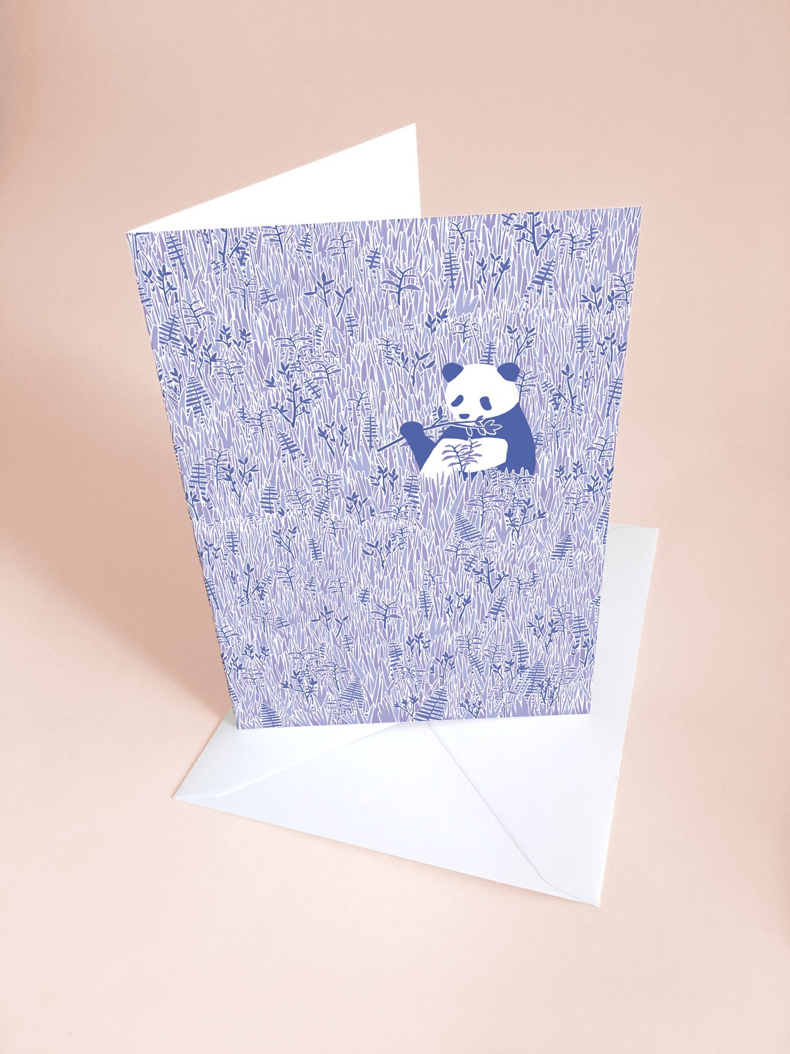 Panda Greetings Card Animal Illustration Panda Art Card | Etsy