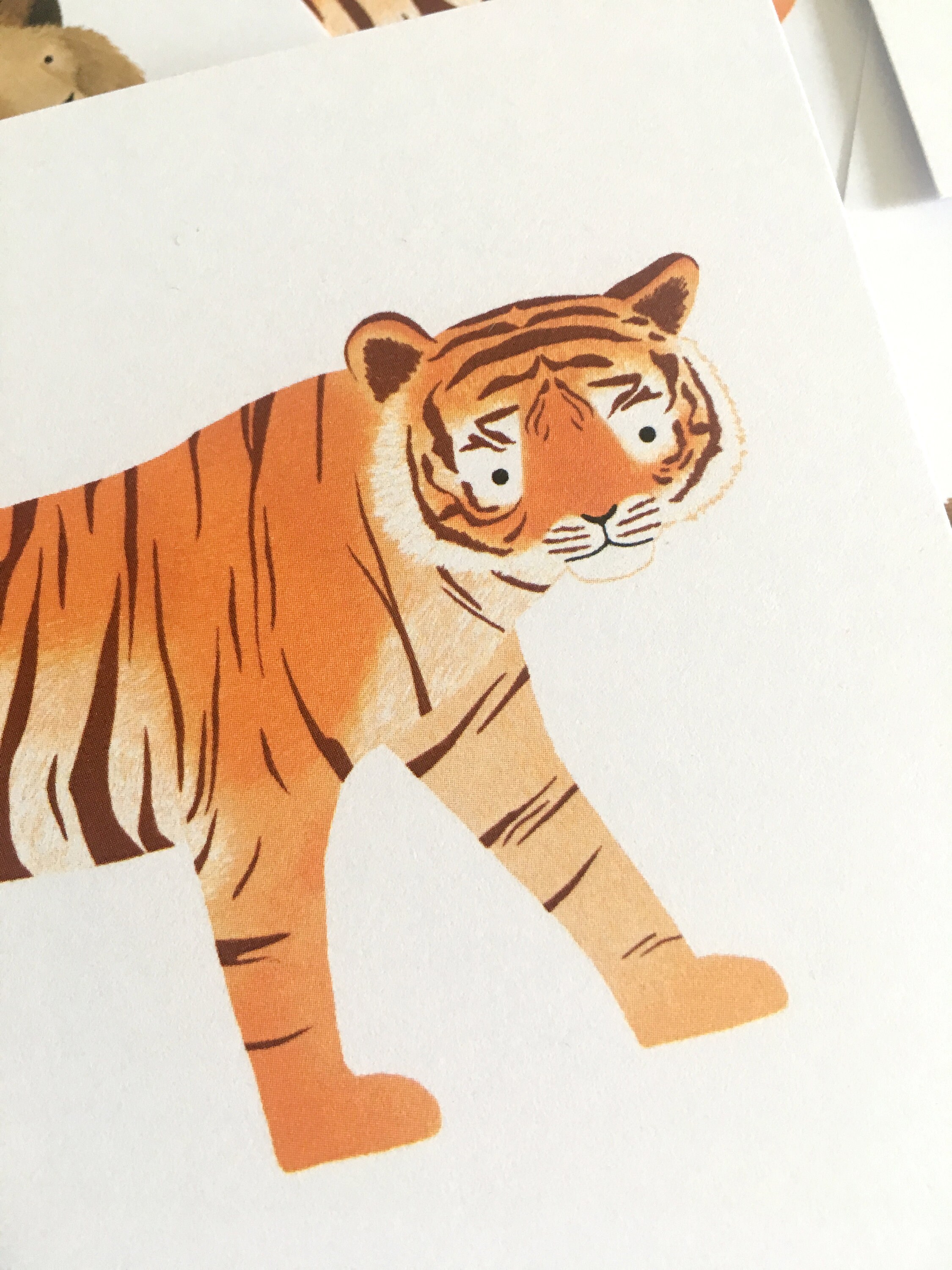 Tiger Postcard Animal Illustration Kid's Gift Jungle | Etsy