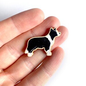 Border Collie Wooden Dog Pin - Responsibly Sourced - Cute Black and ...