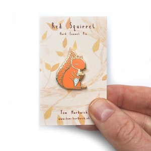 Red Squirrel Enamel Pin - Cute Animal Pin, Gold Plated Hard Enamel Pin ...