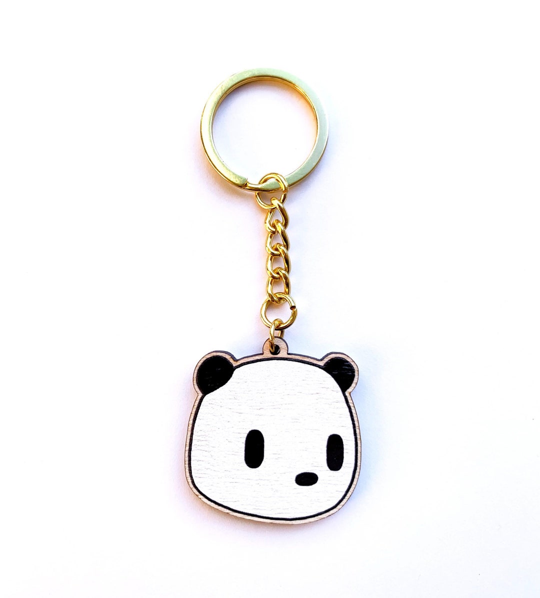 Panda Wooden Key Ring - Etsy UK
