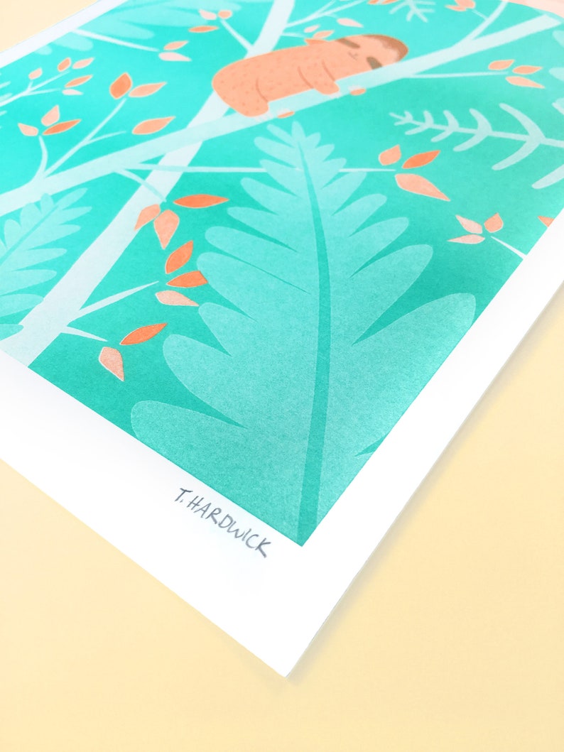 Jungle Animal Risograph Print Set - Panda, Red Panda, Sloth - Animal ...