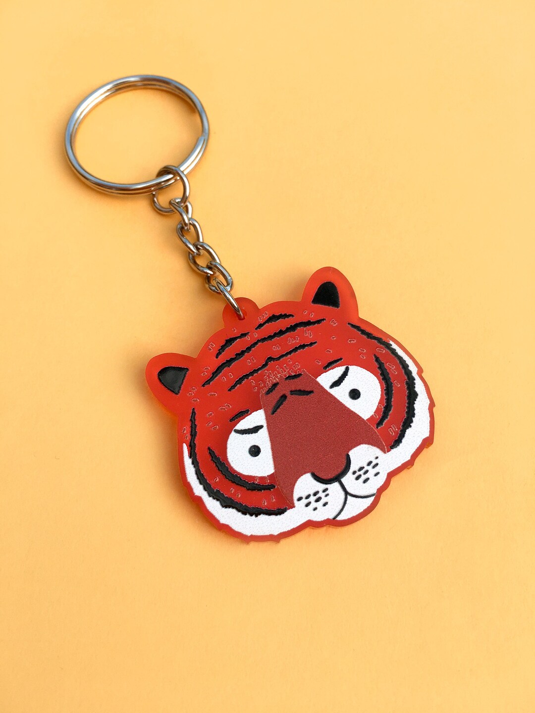 Tiger Keyring Red Animal Keychain, Cute Jungle Animal, Gift for Kids ...
