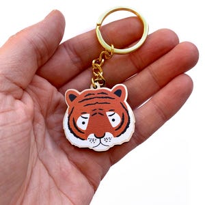 Tiger Wooden Key Ring - Etsy