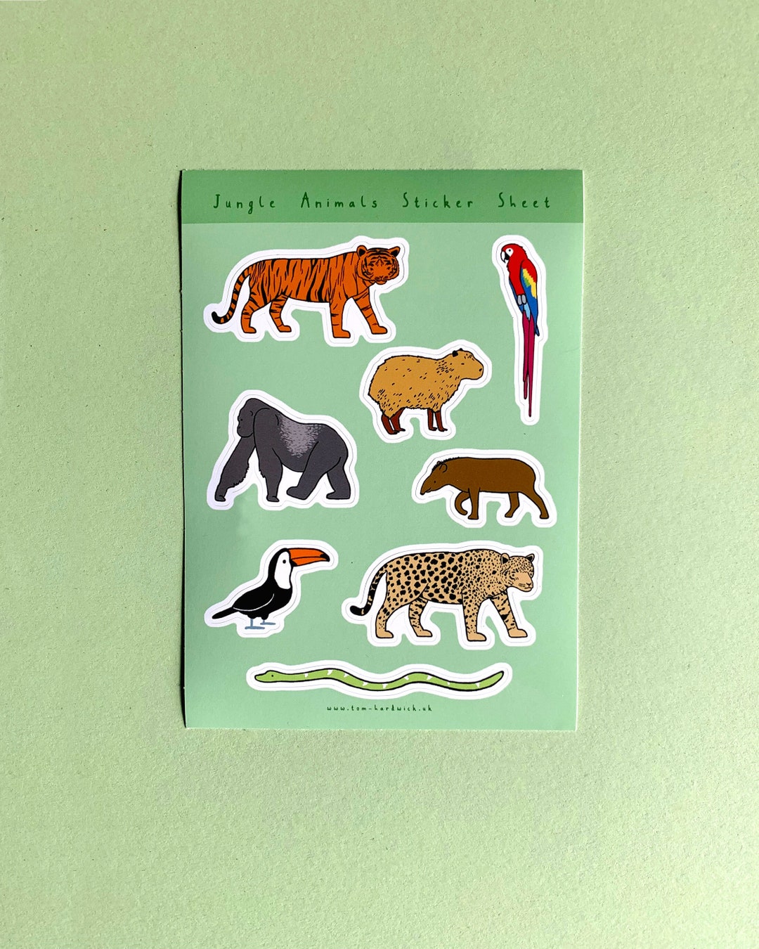 Jungle Animals Sticker Sheet - Vinyl Kiss-cut Stickers, Wildlife ...