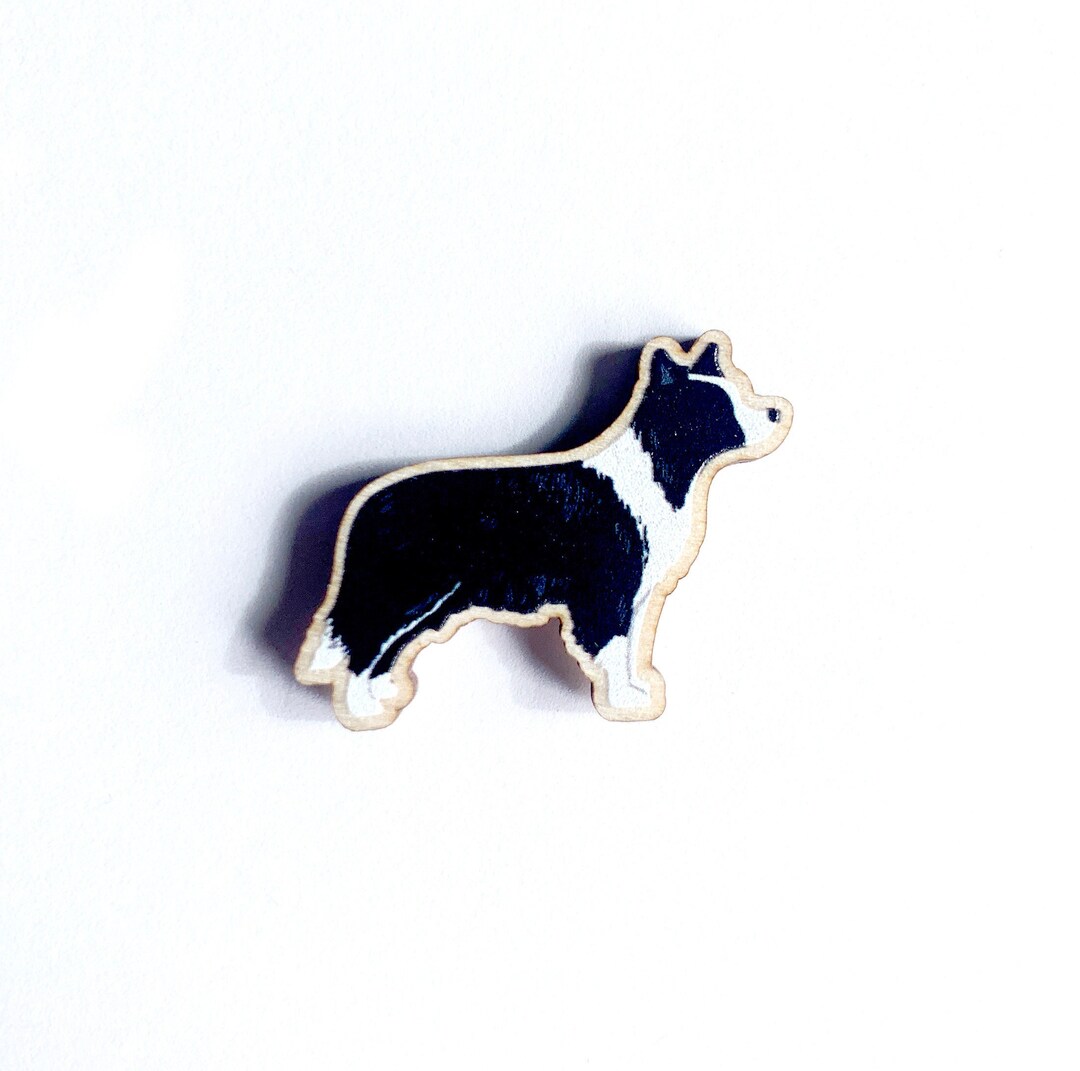 Border Collie Wooden Dog Pin - Responsibly Sourced - Cute Black and ...