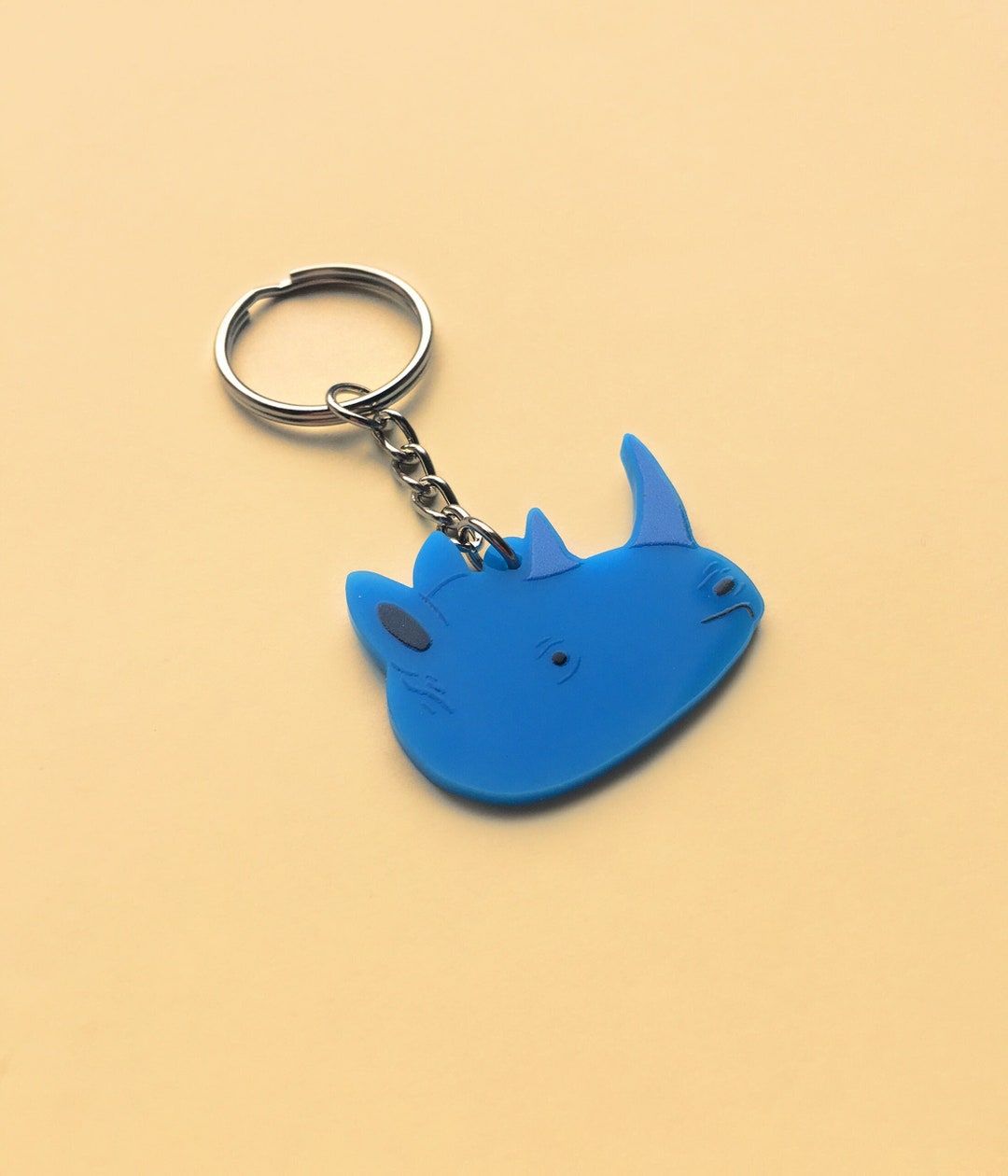 Rhino Key Ring - Blue Animal Keychain, Fun Gift for Kids, Small ...