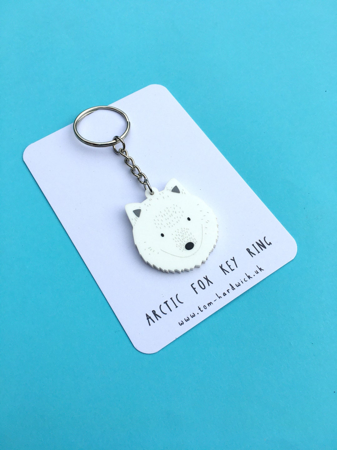 Arctic Fox Keyring - White Animal Keychain, Cute Arctic Animal, Gift ...