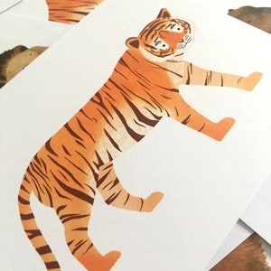 Tiger Postcard - Animal Illustration, Kid's Gift, Jungle Animal Print ...