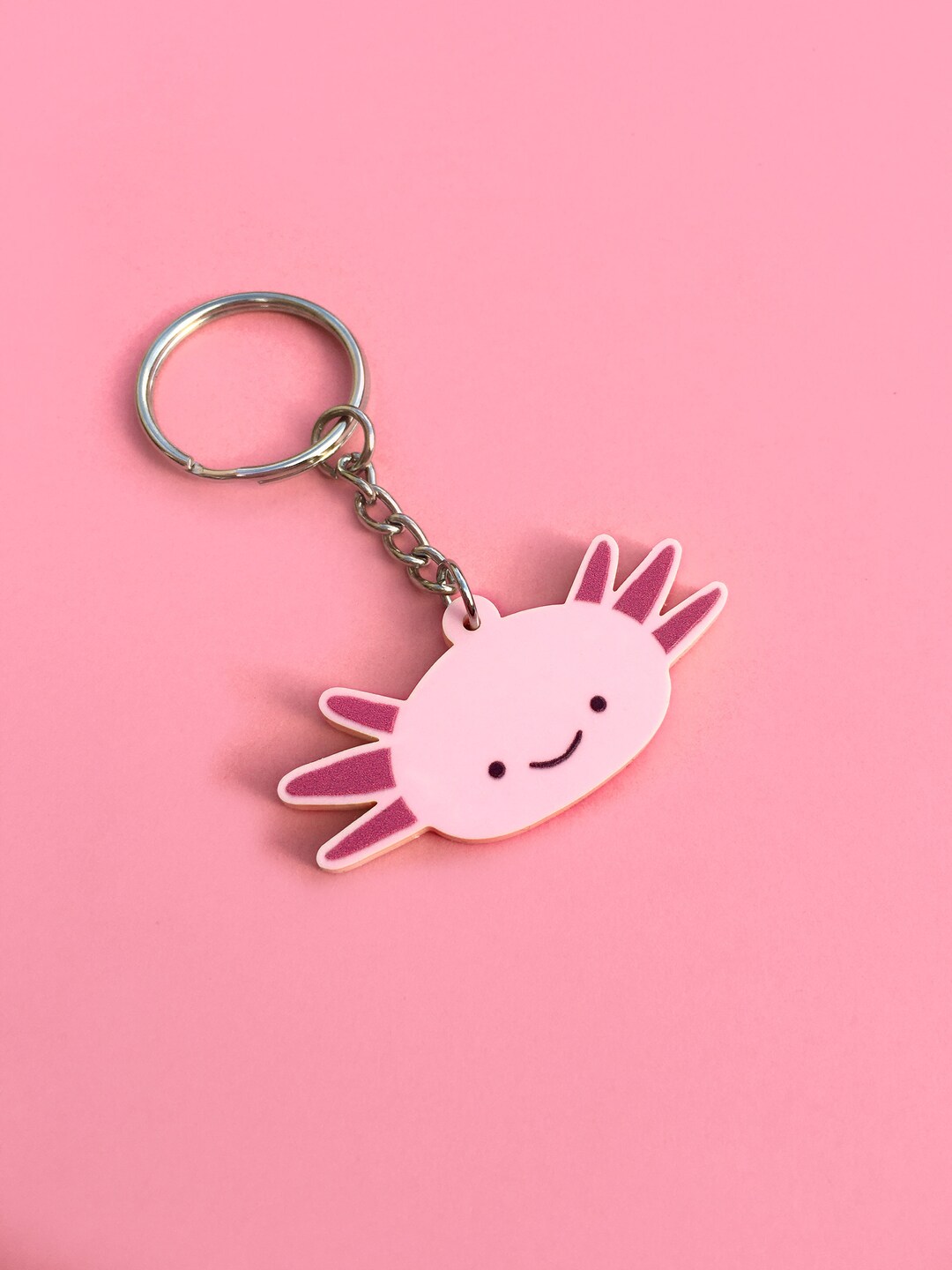 Axolotl Keyring - Pink Animal Keychain, Salamander, Gift for Kids ...