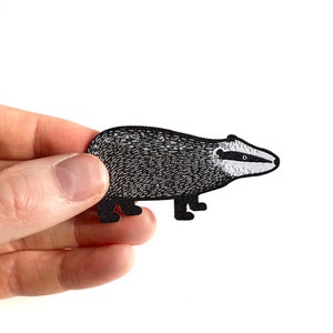Badger Patch - Woven Iron-on Patch, Small Cute Gift for Animal Lovers ...