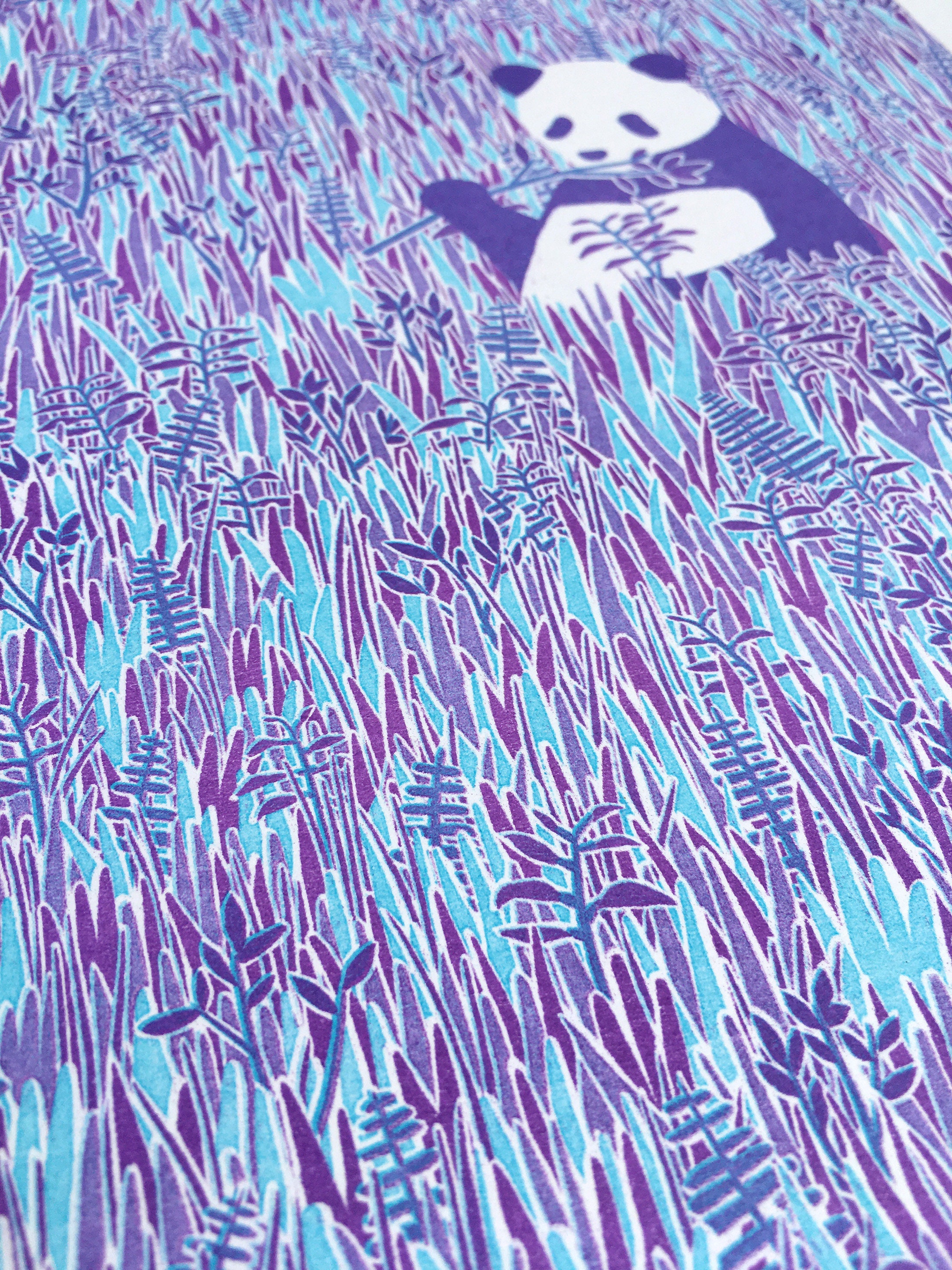 Panda Risograph Print Forest Animal Print Panda Art Exotic - Etsy