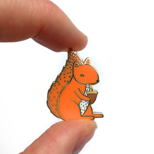 Red Squirrel Enamel Pin - Cute Animal Pin, Gold Plated Hard Enamel Pin ...