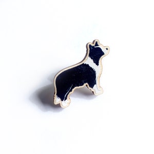 Border Collie Wooden Dog Pin - Responsibly Sourced - Cute Black and ...