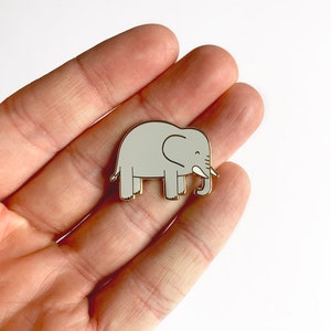 Elephant Enamel Pin - Shiny Silver Animal, Hard Enamel Pin, Jungle ...