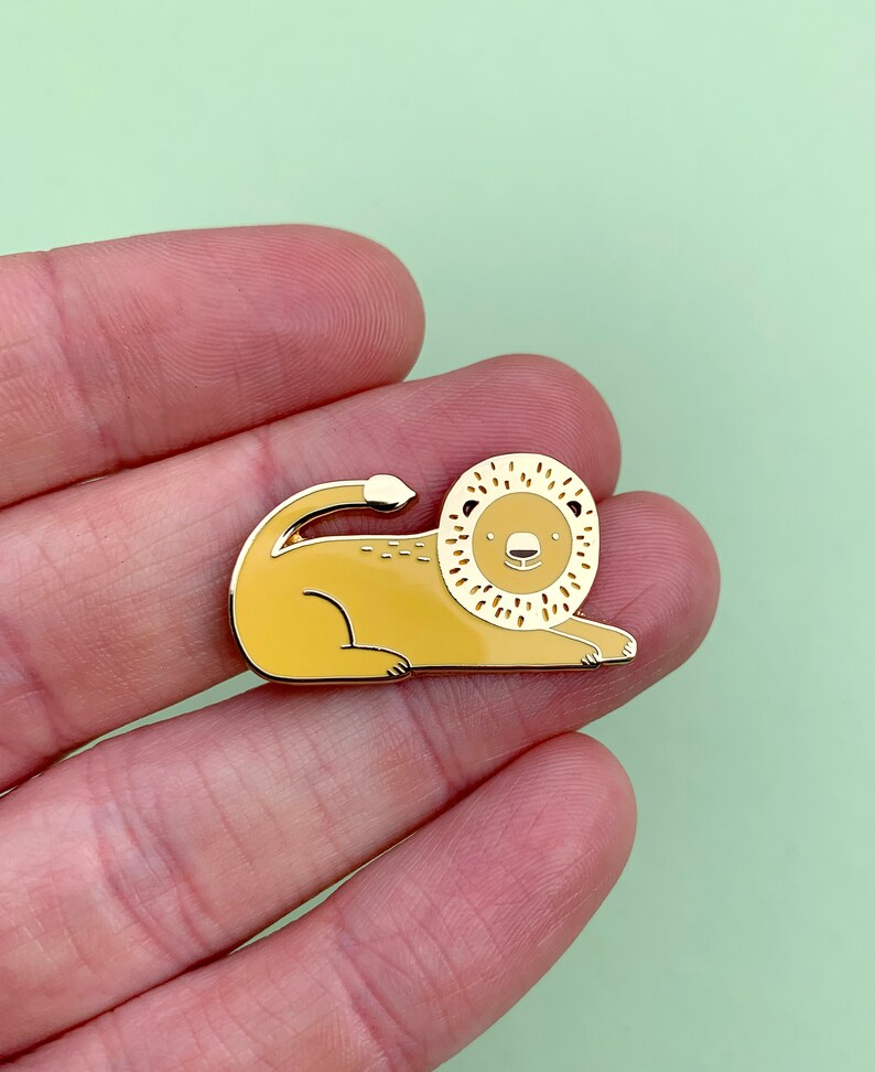 Lion Hard Enamel Pin Safari Animal Pin Badge Yellow Cute | Etsy