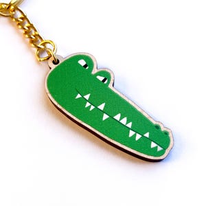 Crocodile Wooden Key Ring - Illustrated Animal Keychain, Sneaky Croc ...