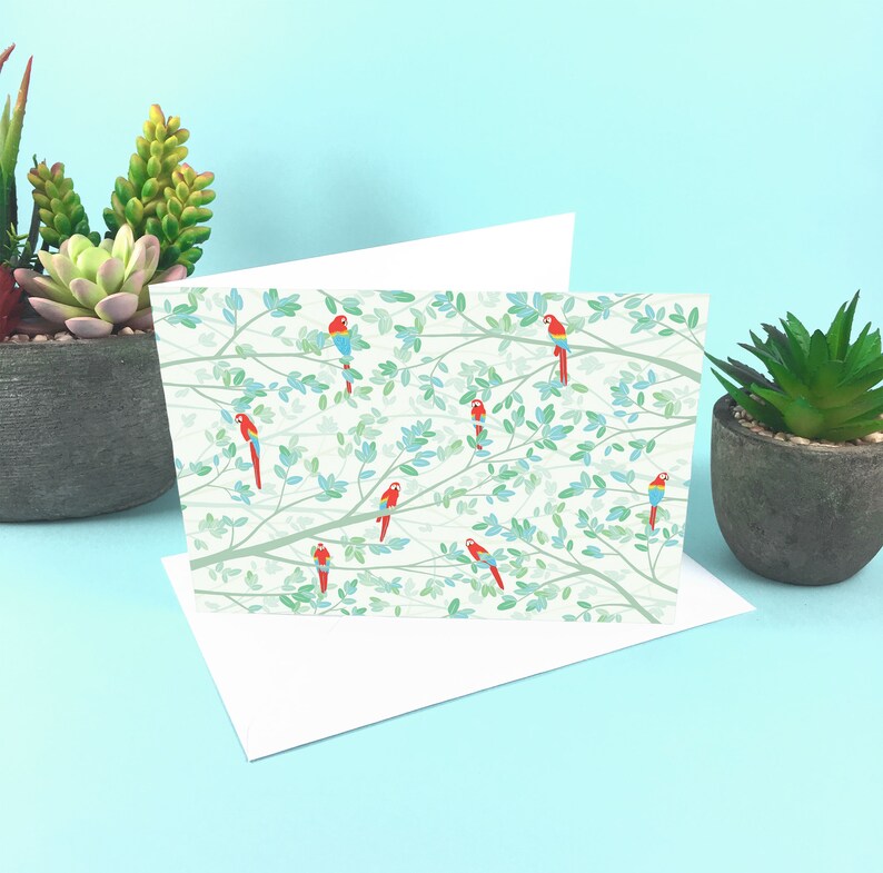 Parrot Greetings Card Flock of Macaws Tropical Birds - Etsy