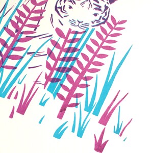 Tiger Screen Print Jungle Animal Illustration, Botanical Illustration ...