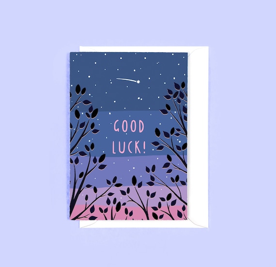 Good Luck Card Shooting Star Nature Card Sunset Starry | Etsy
