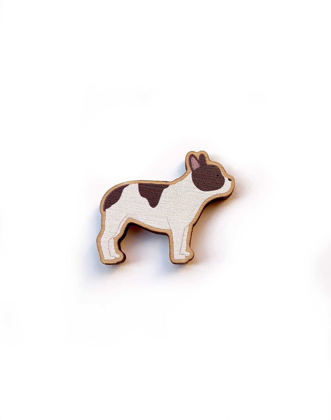 Pied French Bulldog Wooden Dog Pin - Responsibly Sourced Birch Plywood ...