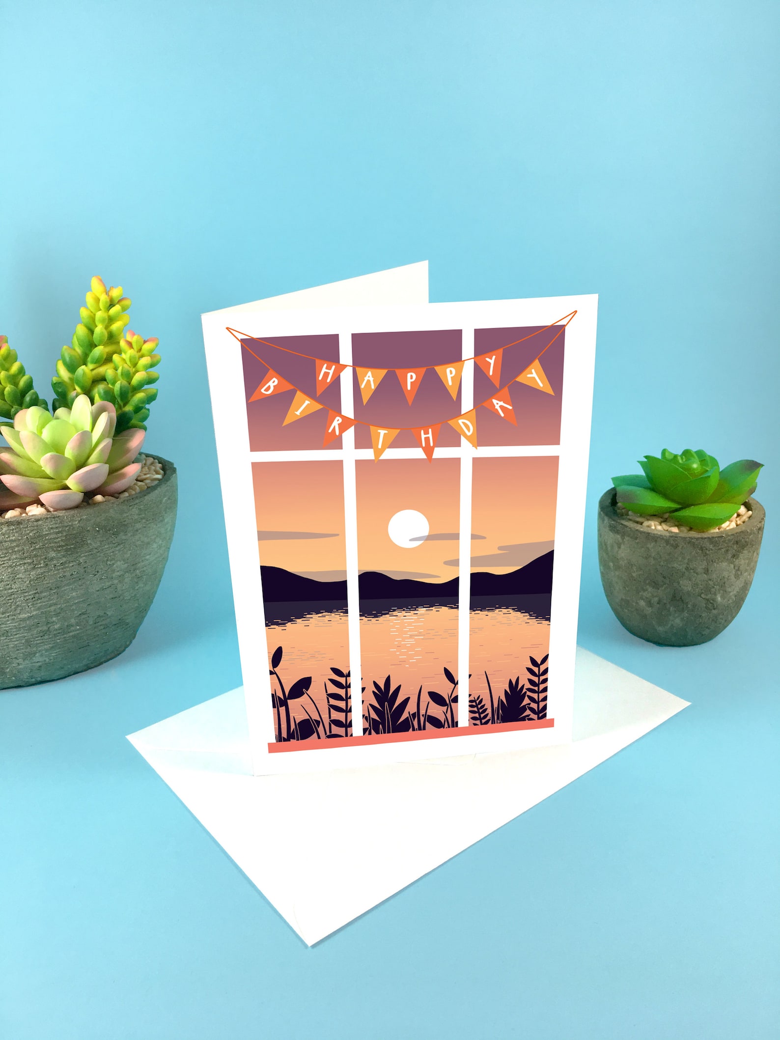 Sunset Birthday Card Landscape Birthday Card Happy - Etsy