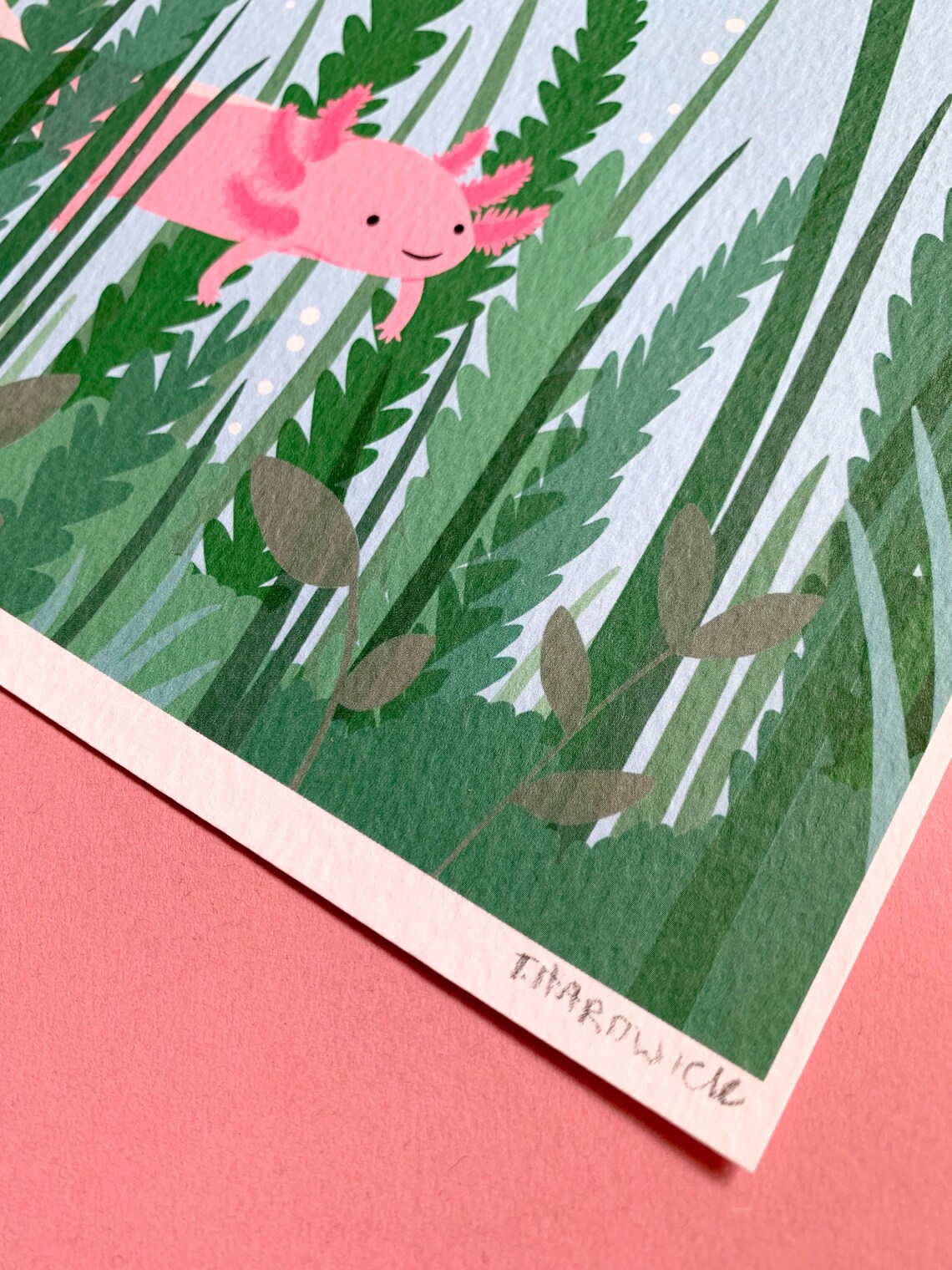 Axolotl Mini Print - Axolotl Illustration, Colourful Pink Animal Art ...